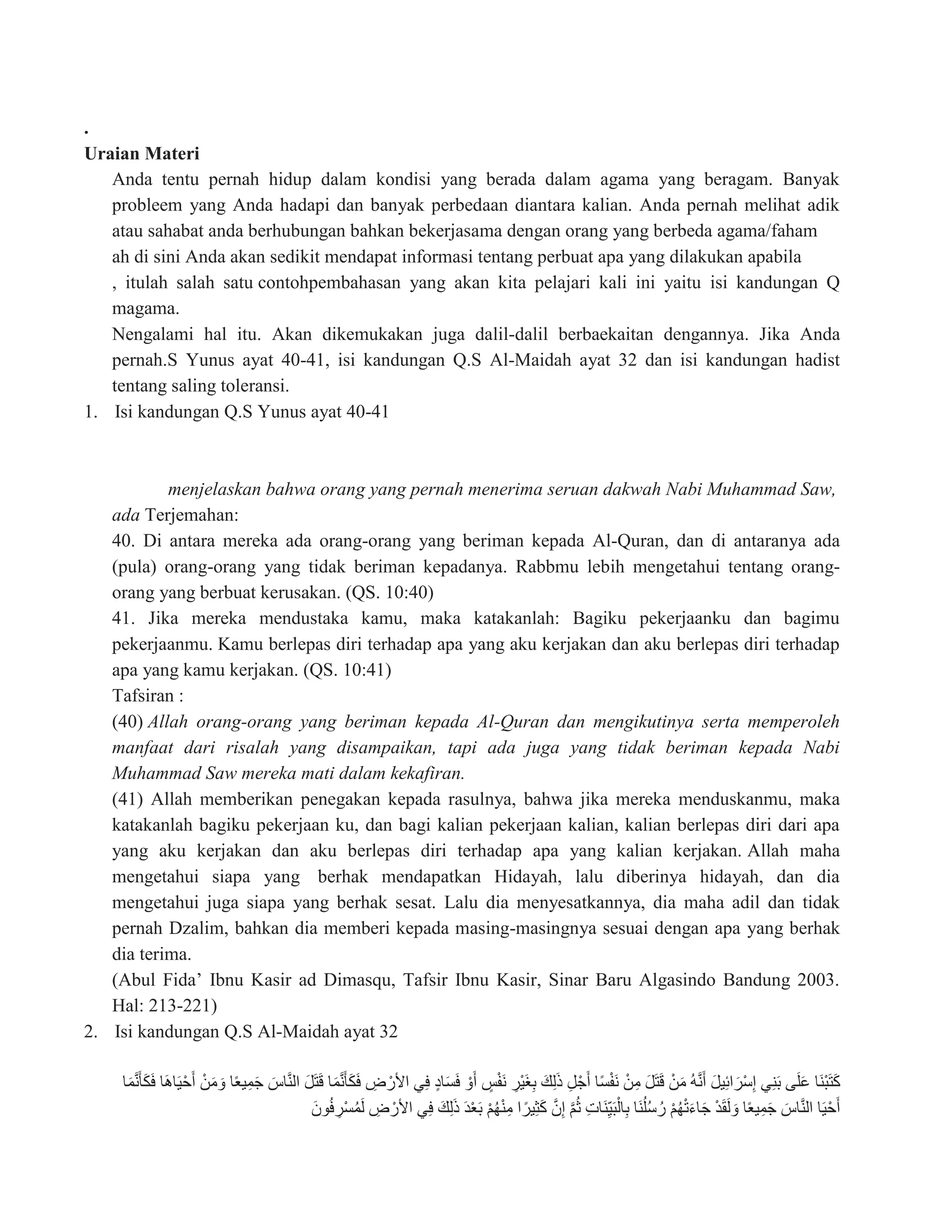 Materi Surat Yunus Tentang Toleransi | PDF