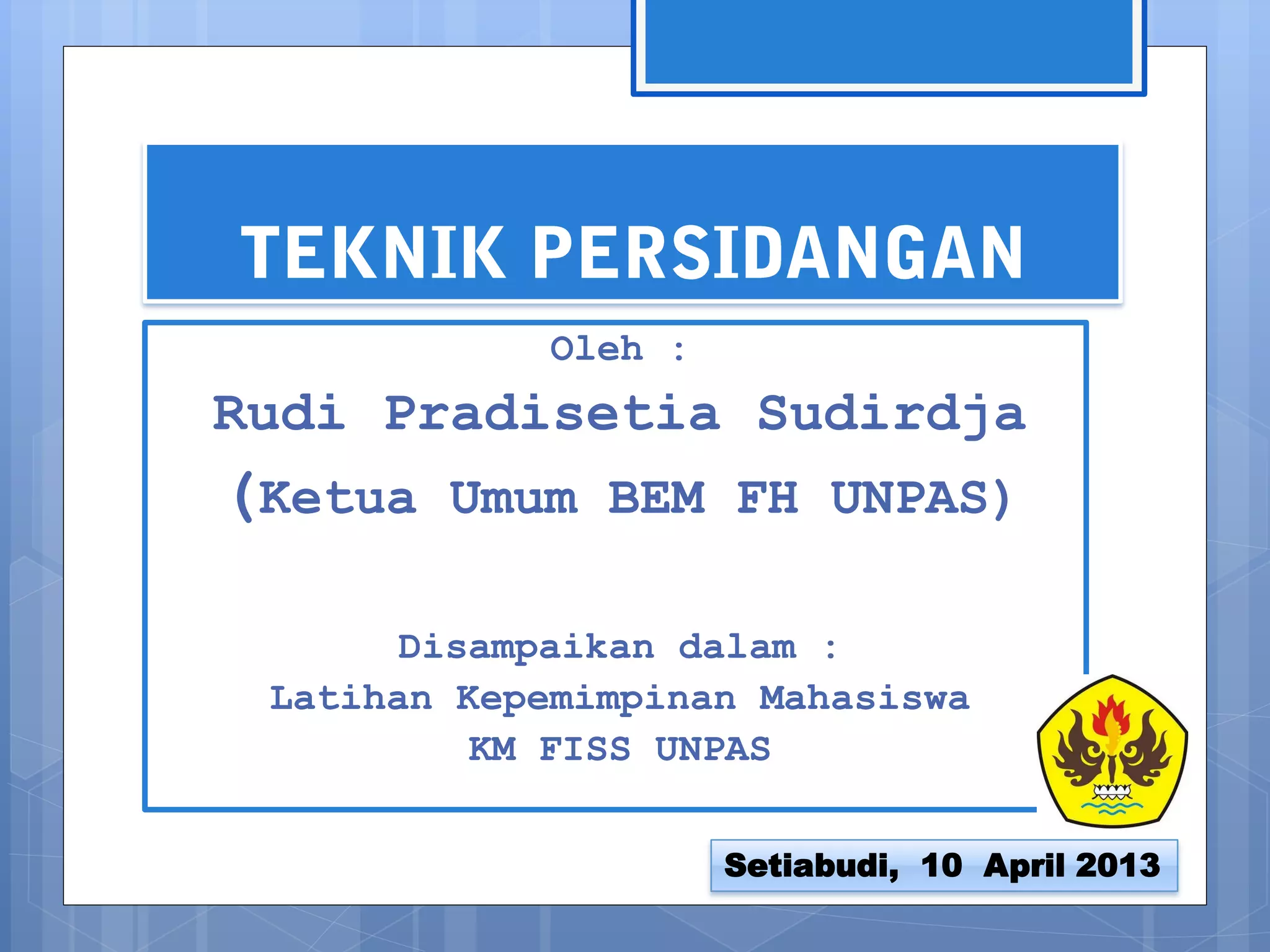 Materi teknik persidangan dalam organisasi | PDF