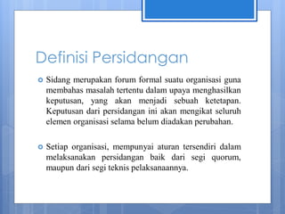 Materi teknik persidangan dalam organisasi | PDF