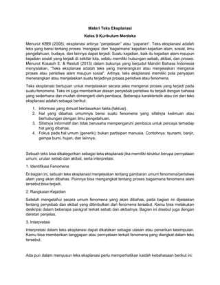 Materi Teks Eksplanasi kelas 9 semester 1 | PDF