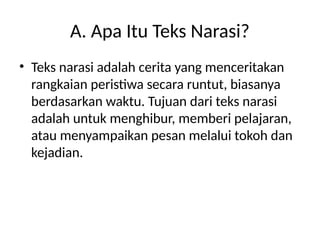 materi pembelajaran teks narasi kelas 4 SD | PPTX
