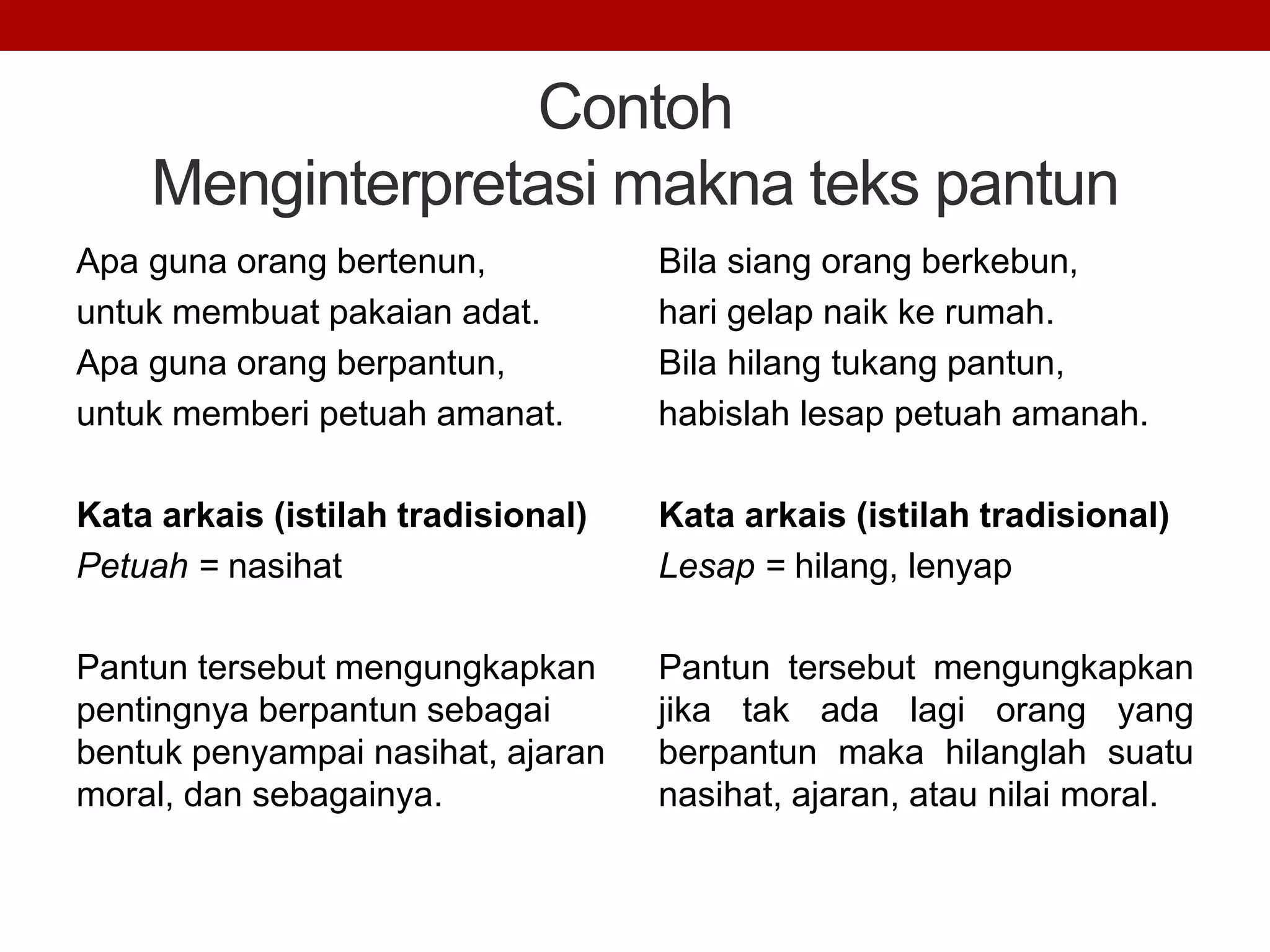 Materi Teks Pantun Bahasa Indonesia Kelas XI [K13] | PPTX