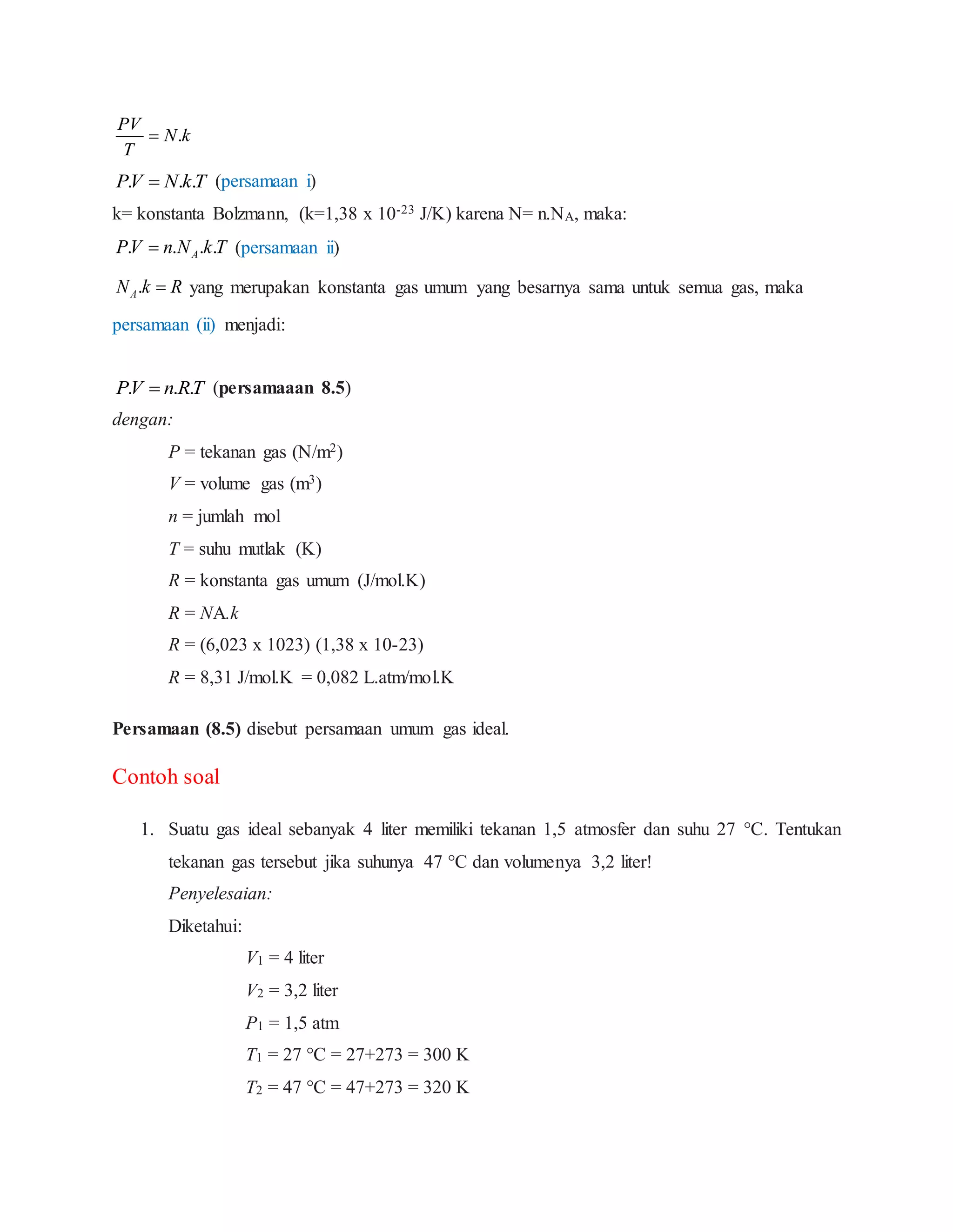 Materi (teori kinetik gas) | PDF