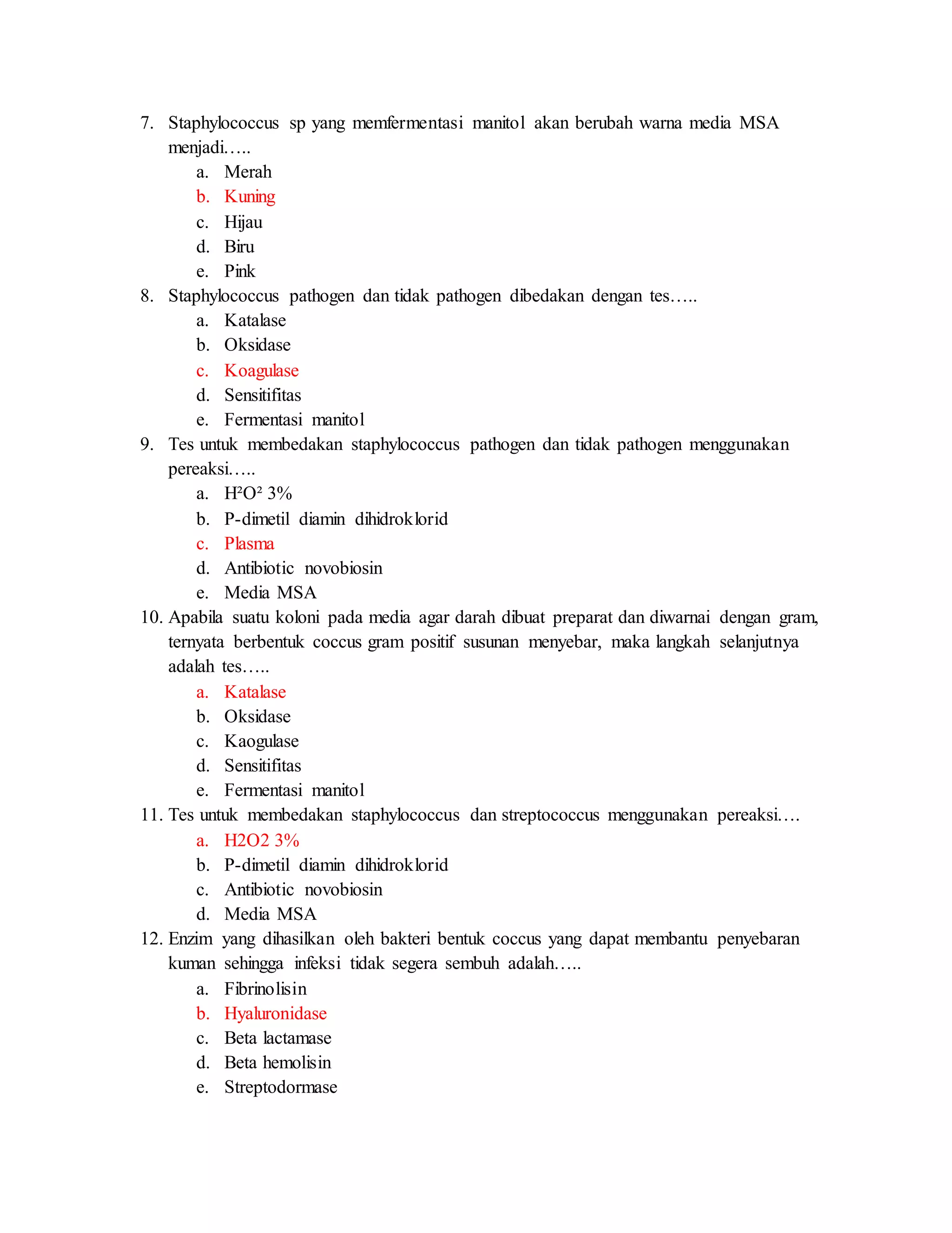 Soal dan Jawaban Bakteriologi | DOCX