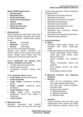Rakus UAS MPK Agama Islam | PDF