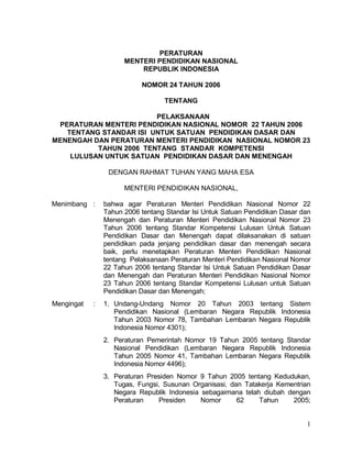 [Materi umum] permen nomor 24 sk pelaksanaan si skl | PDF