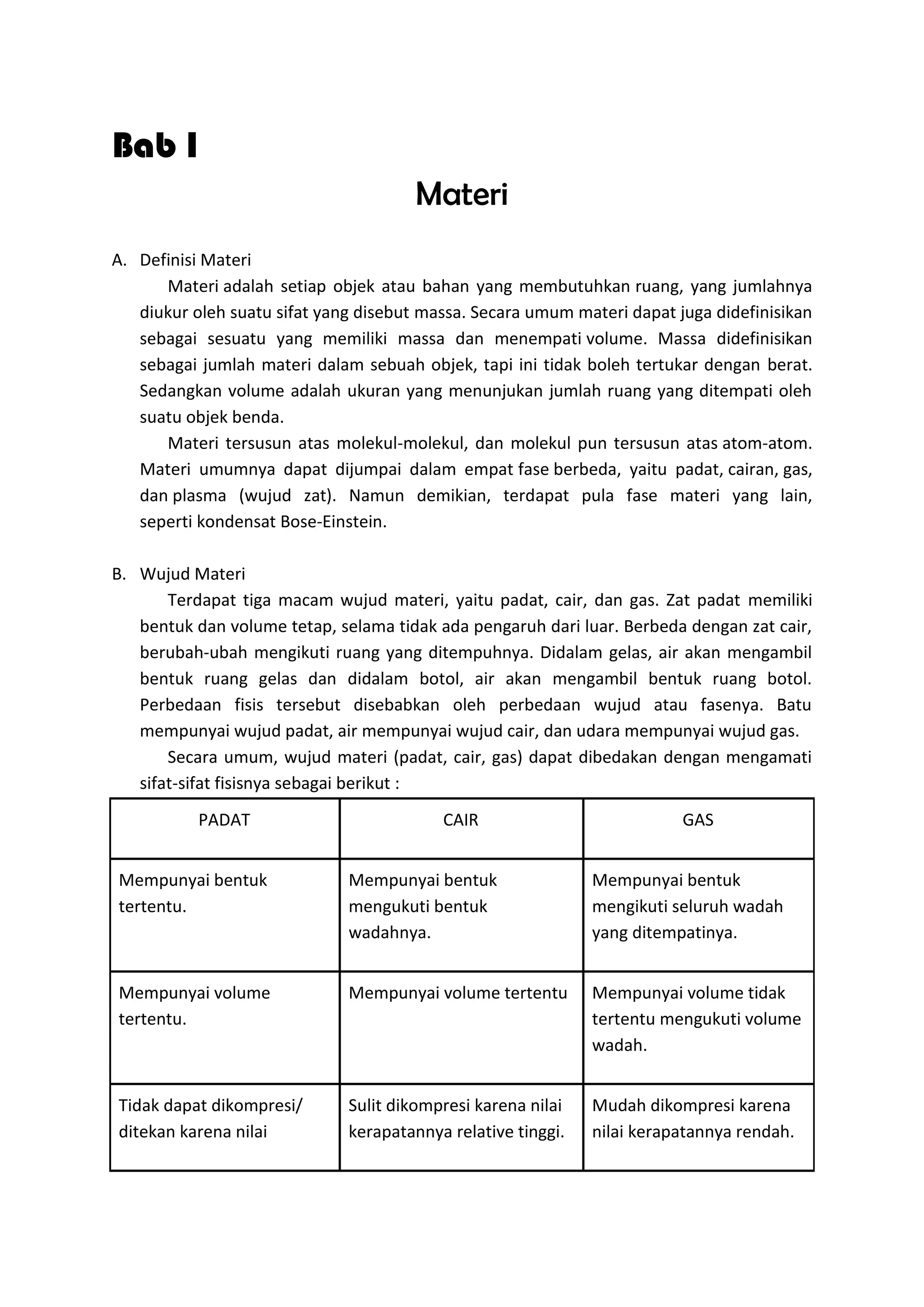 Materi, unsur, dan atom | DOCX