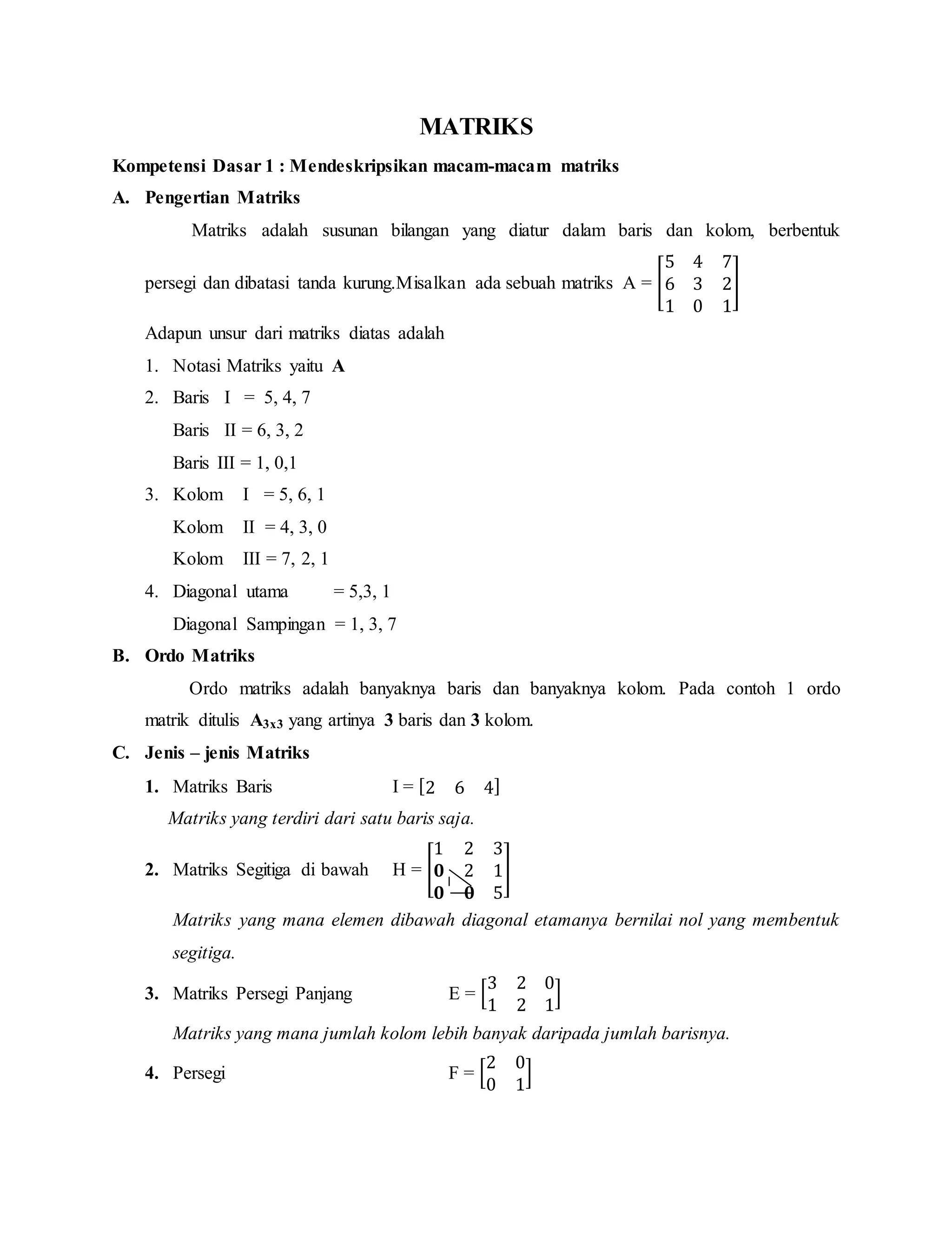 Materi Matriks | DOCX