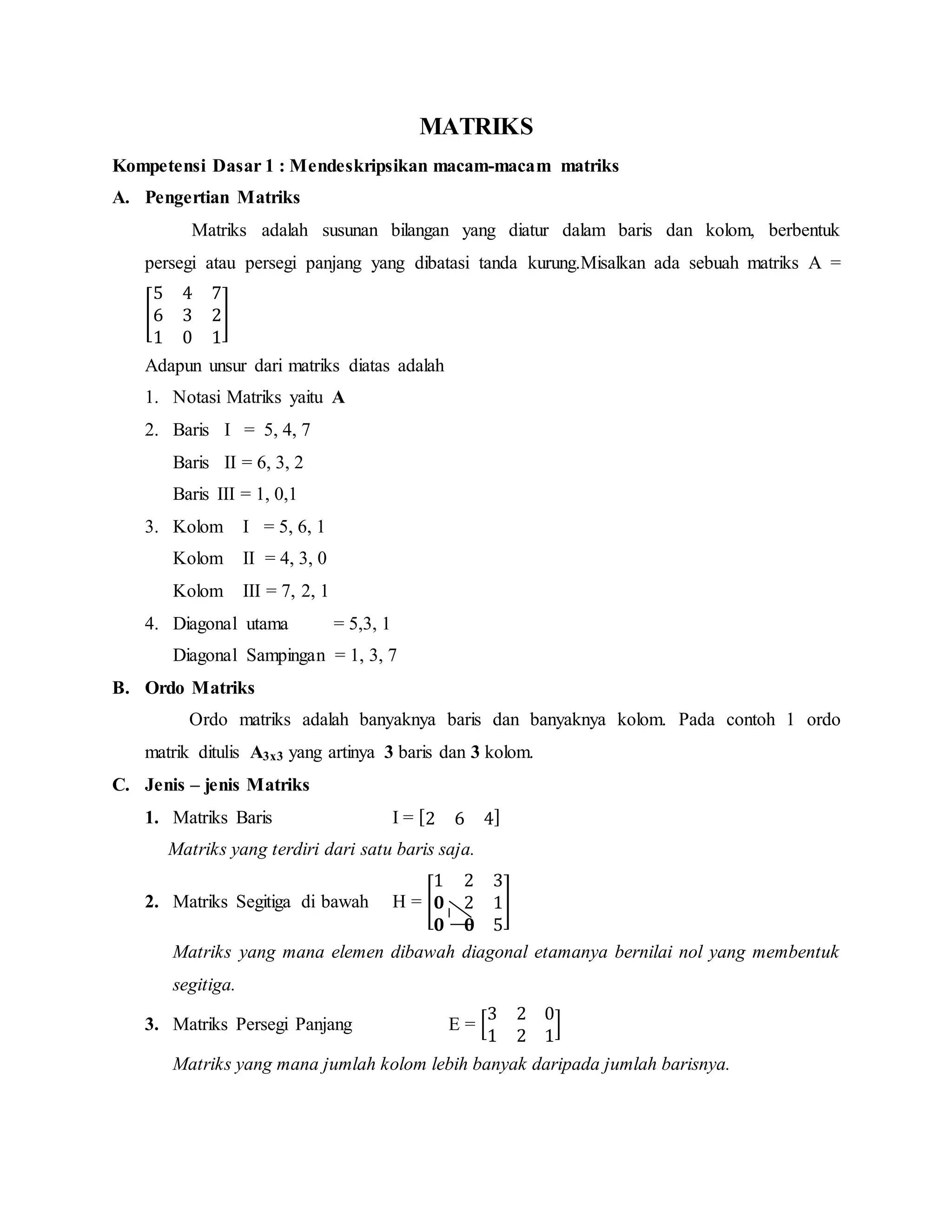 Materi Matriks.. | DOCX