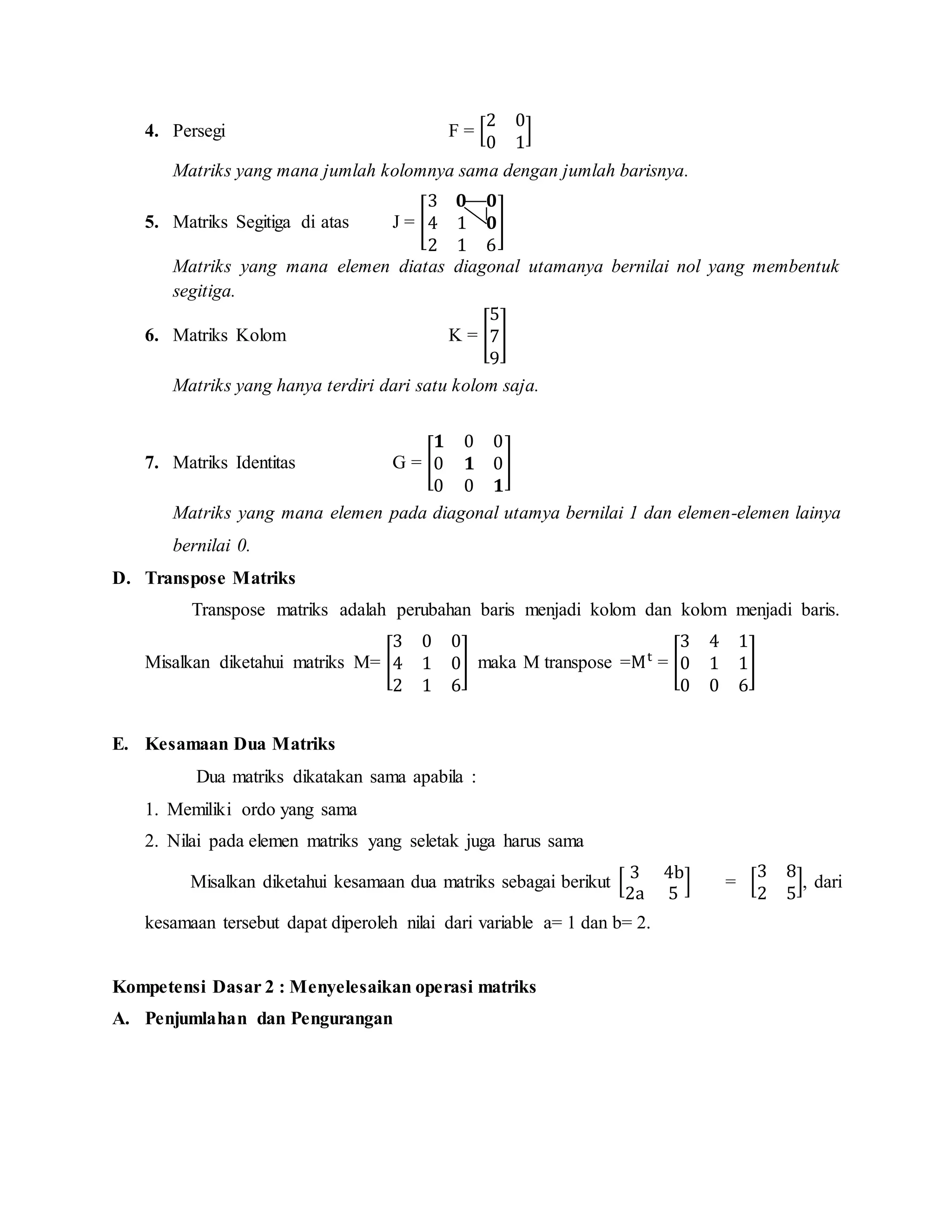 Materi MATRIKS | PDF