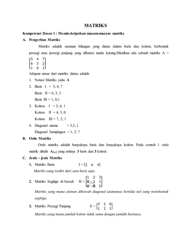 Materi MATRIKS | PDF