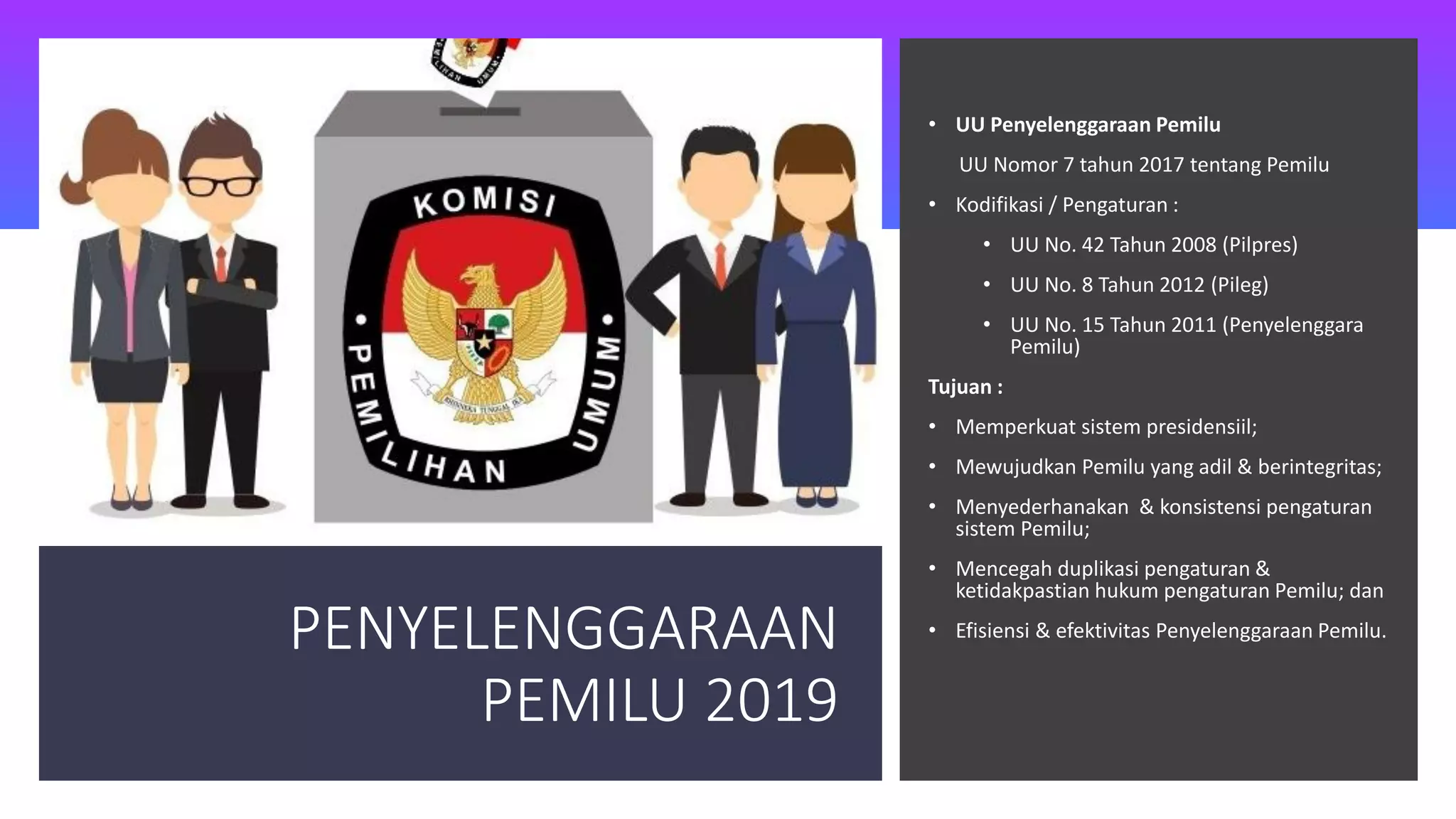 Materi UU Pemilu tahapan dan program pemilu 2019 | PPT
