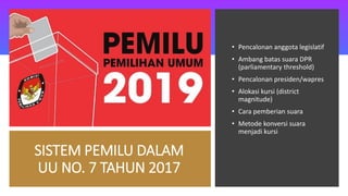 Materi UU Pemilu tahapan dan program pemilu 2019 | PPT