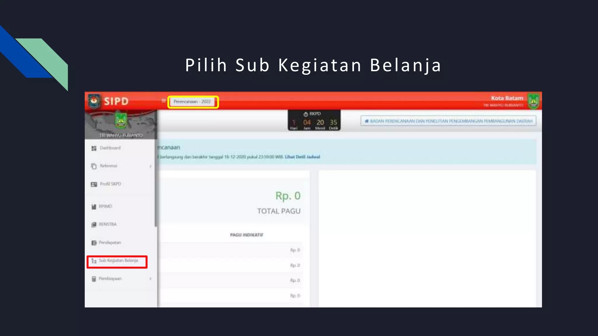 Penyusunan Renja Perangkat Daerah Tahun 2022 | PPTX