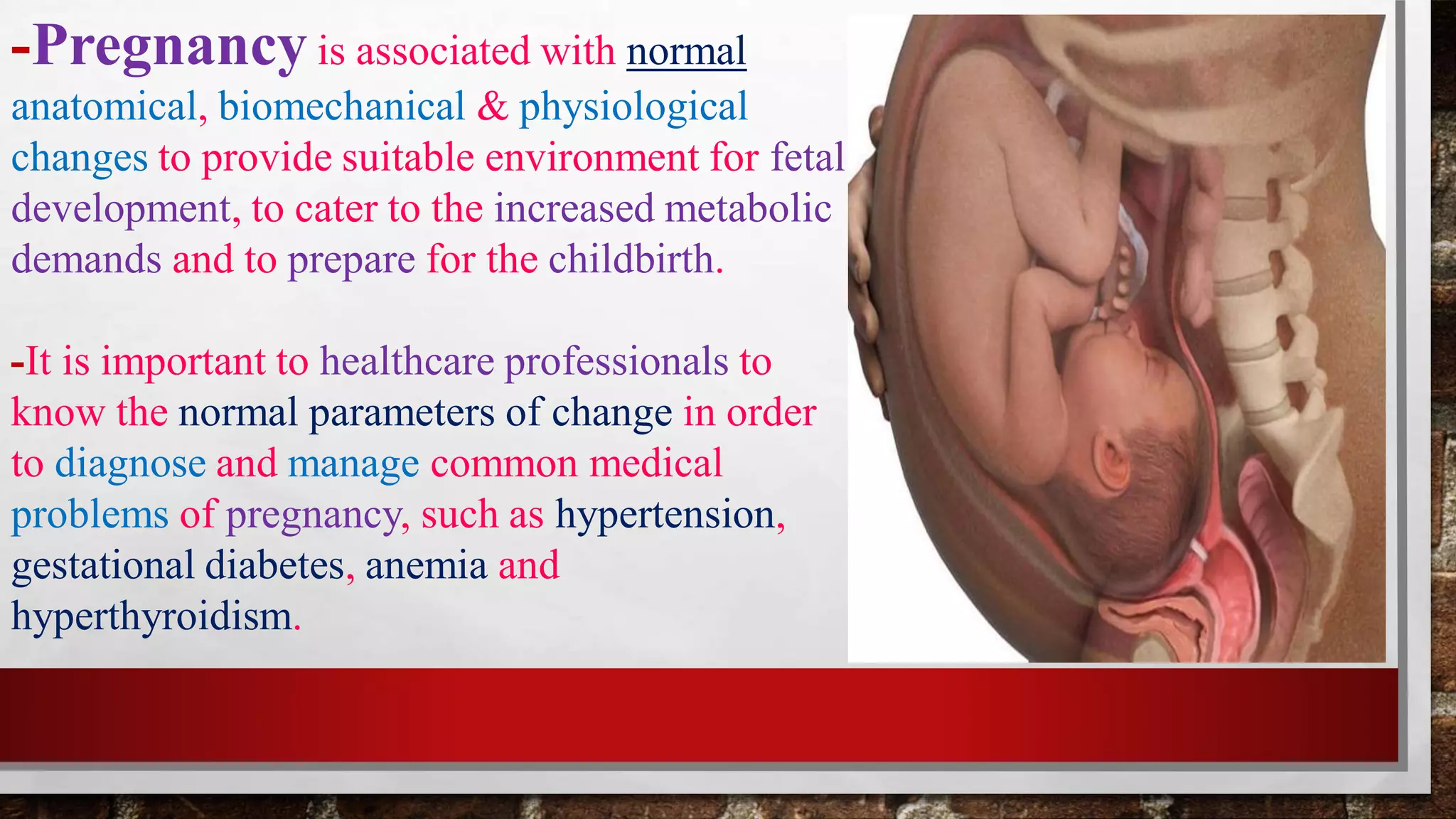 Maternal anatomical, physiological and biomechanical changes during pregnancy | PDF