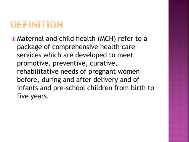 Maternal and child health | PPTX | Reproductive Health | Diseases and ...