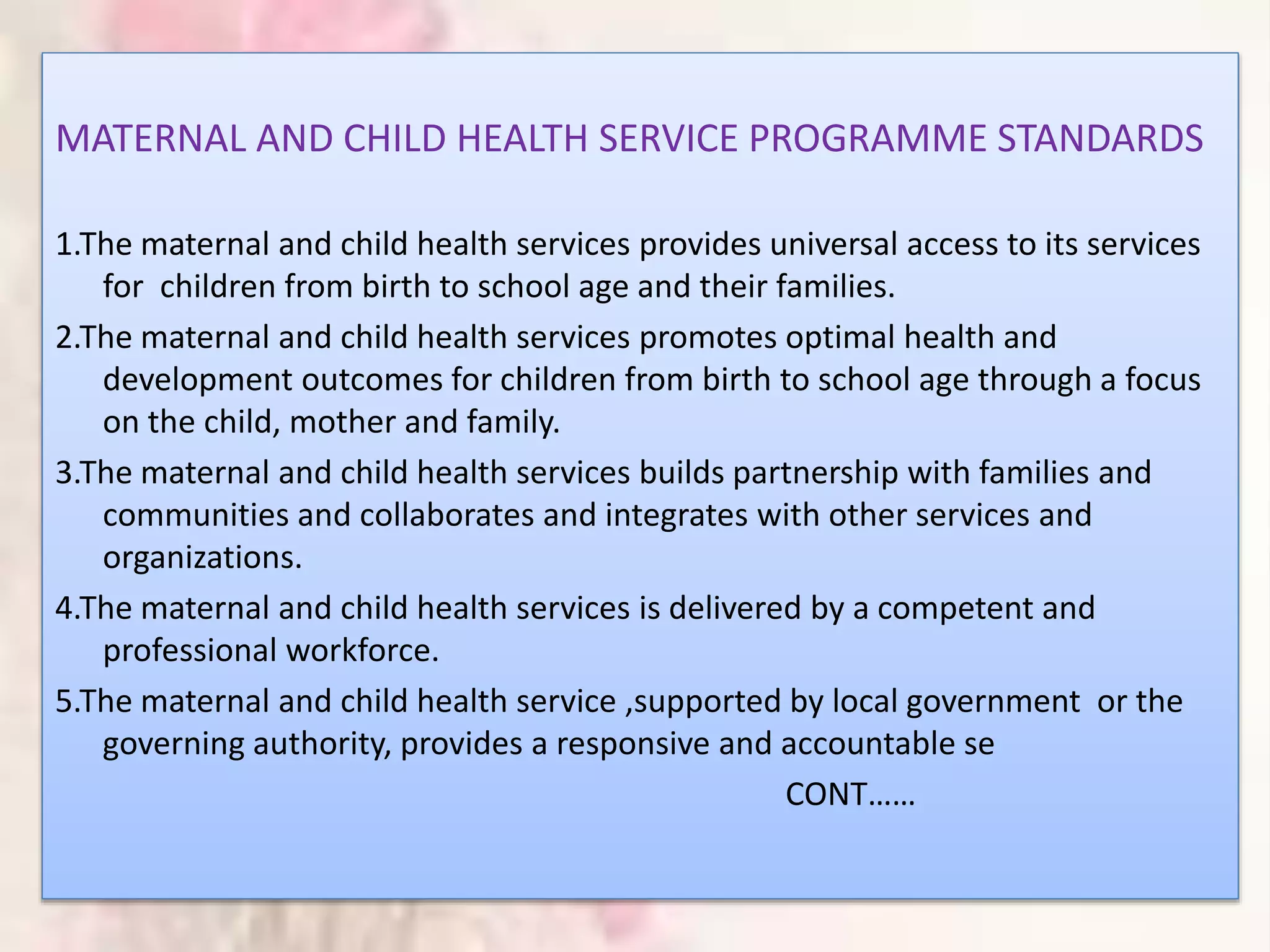 Maternal and child health programme | PPTX