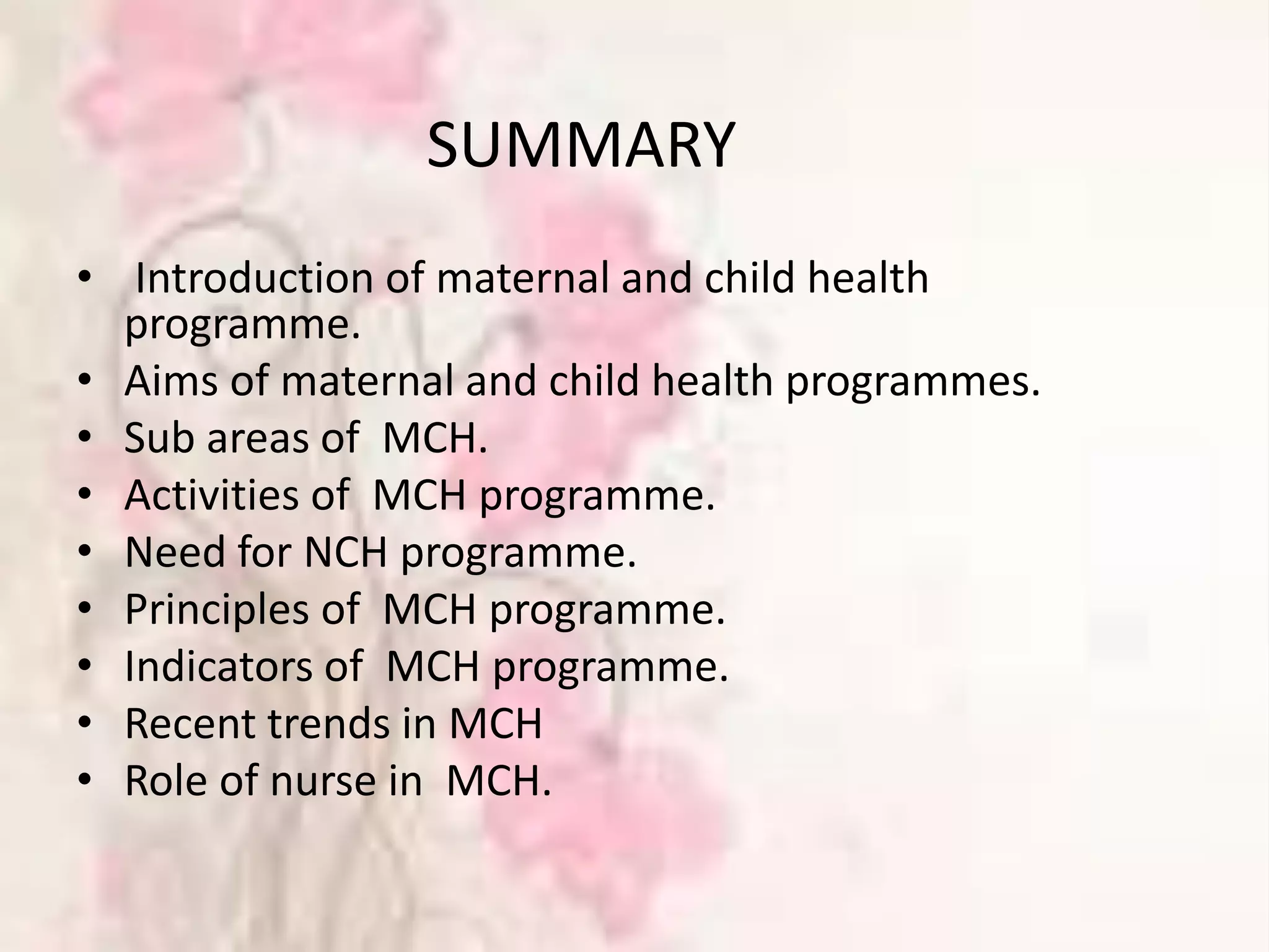 Maternal and child health programme | PPTX