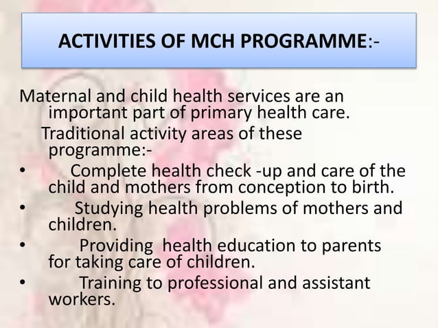 Maternal and child health programme | PPT