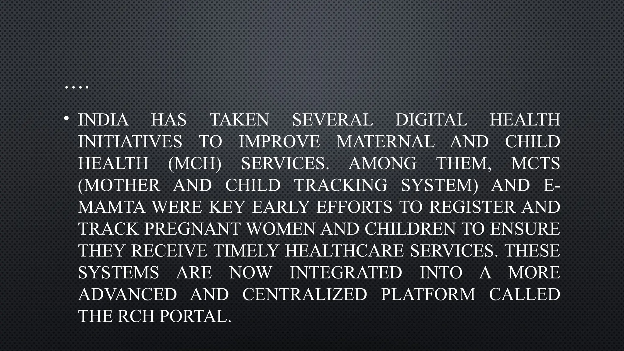 Maternal and Child Tracking system & RCH portal | PPTX