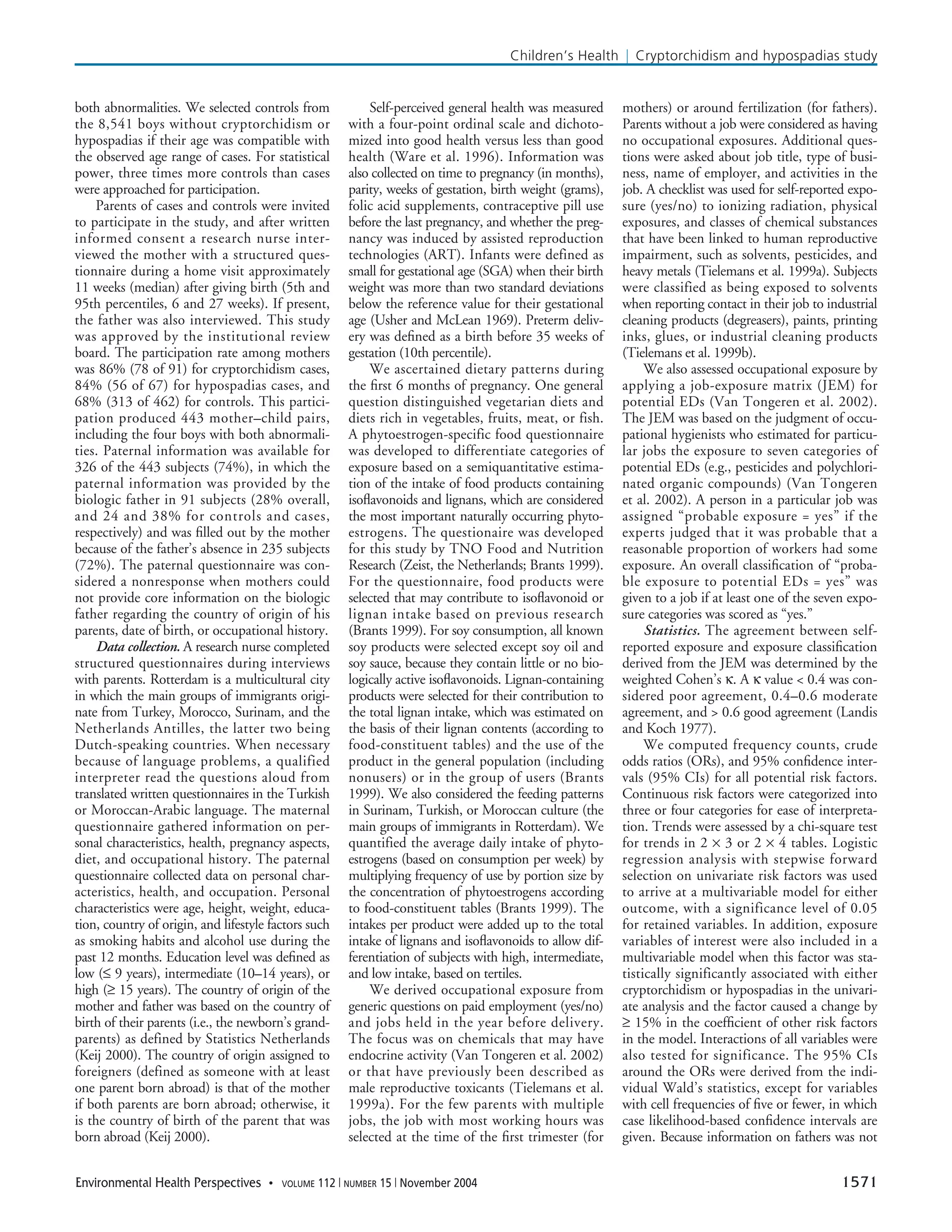 Maternal And Paternal Risk Factors For Cryptorchidism And Hypospadias A ...