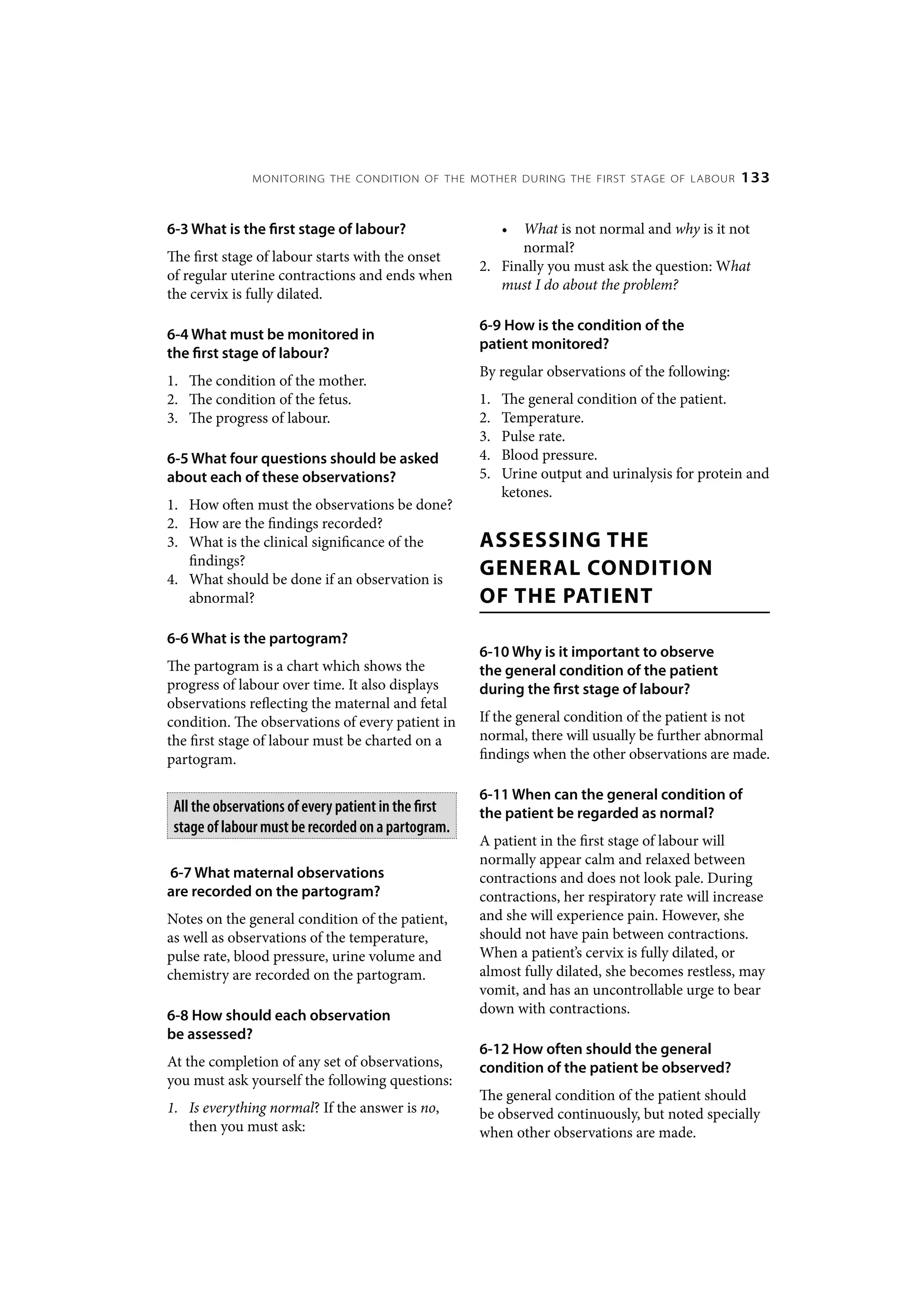 Maternal Care: Monitoring the condition of the mother during the first ...