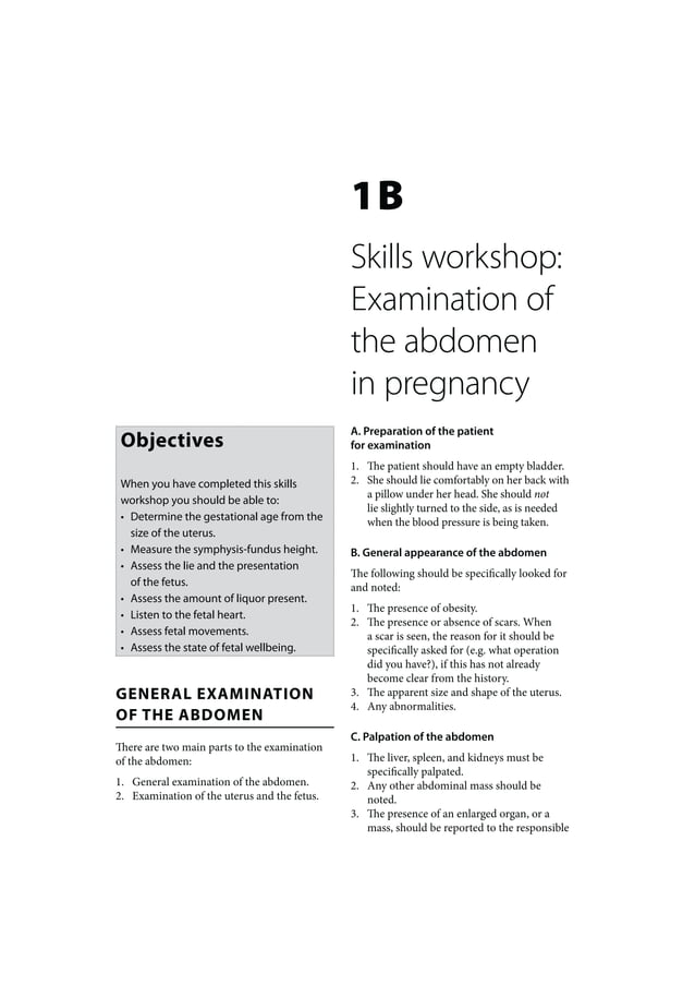Maternal Care: Skills workshop Examination of the abdomen in pregnancy ...