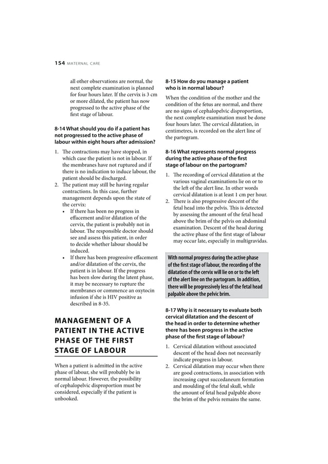 Maternal Care: The first stage labour Monitoring and management | PDF