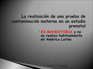 Maternal cell contamination (mcc) testing 2014 ecuador_draft | POT