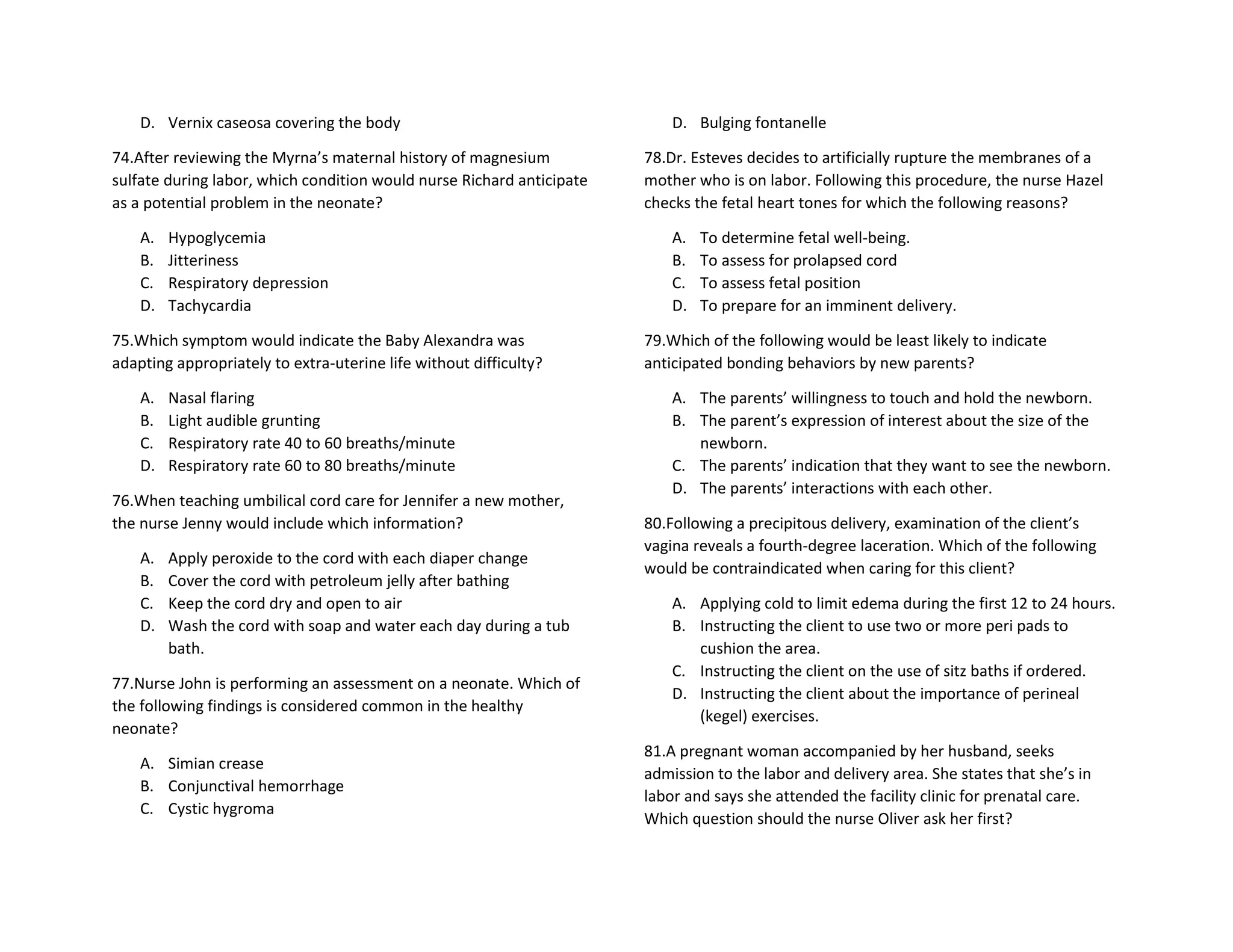 maternal child health nursing MCQ 2.docx