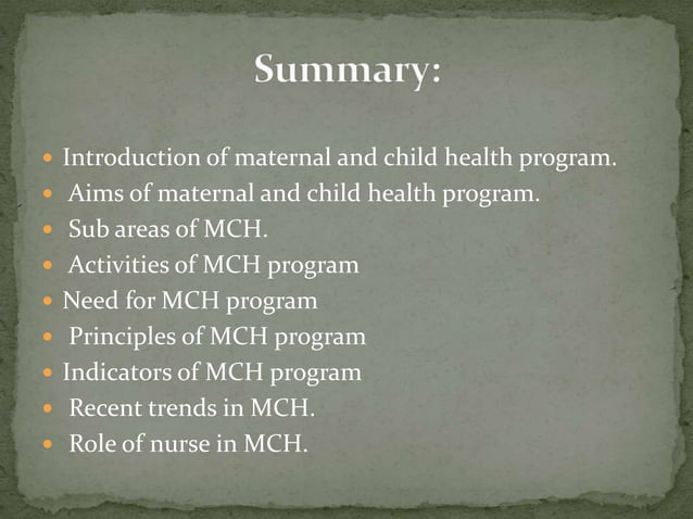 Maternal and child health programme | PPTX
