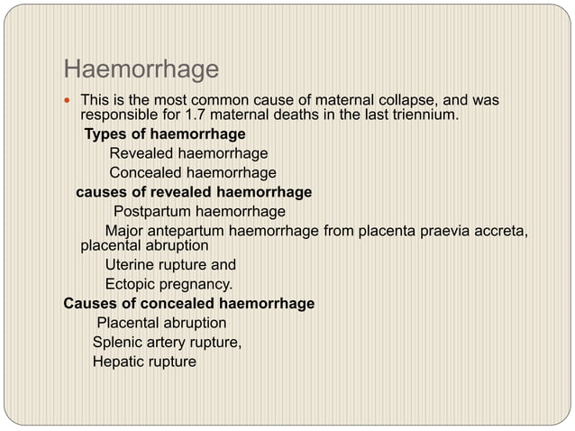 Maternal collapse during pregnancy and puerperium | PPTX