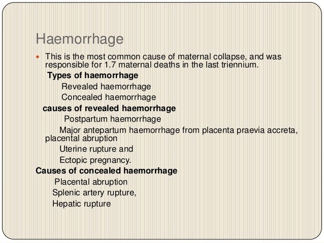 Maternal collapse during pregnancy and puerperium