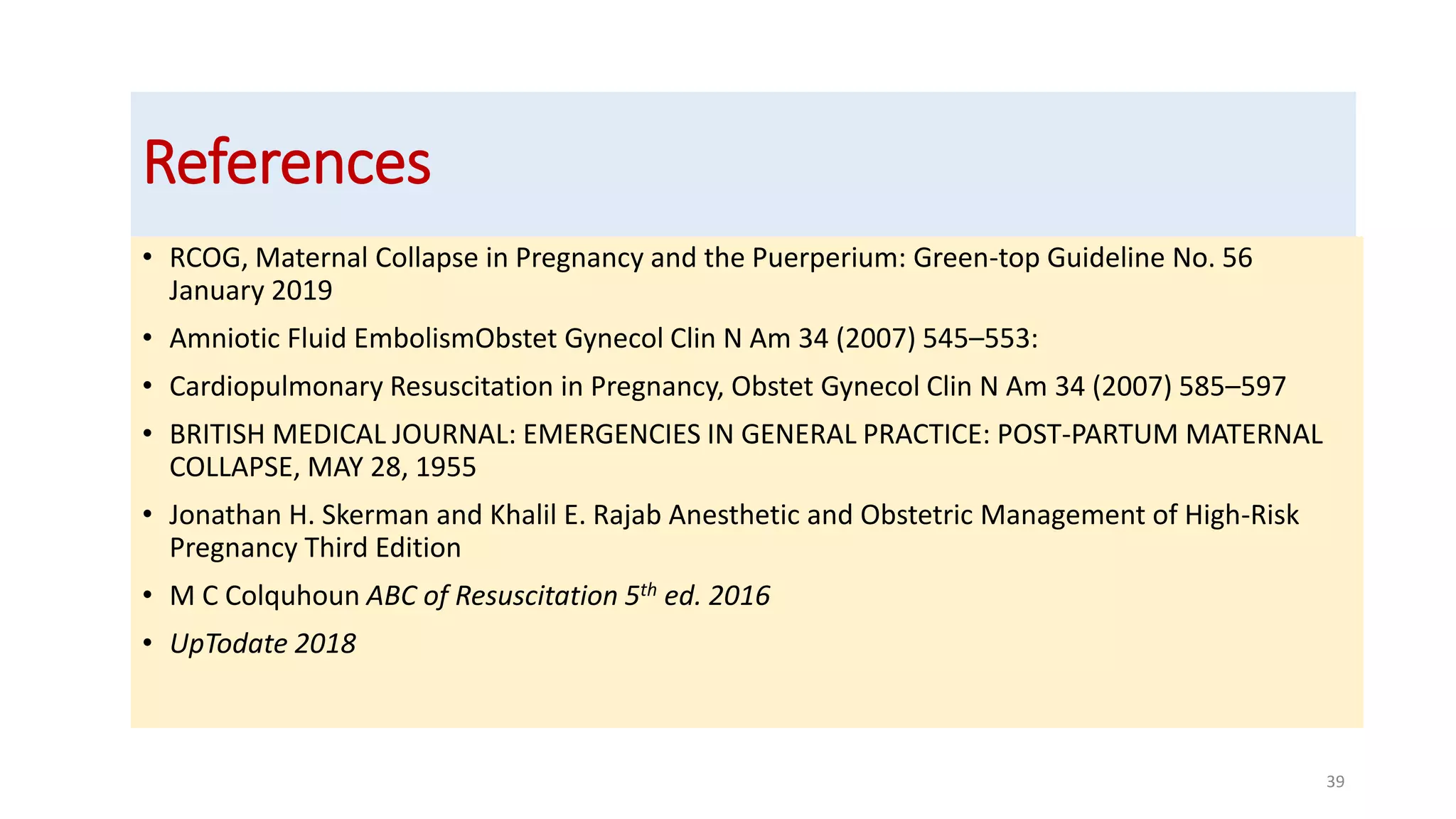 Maternal collapse in pregnancy & puerperium | PPTX
