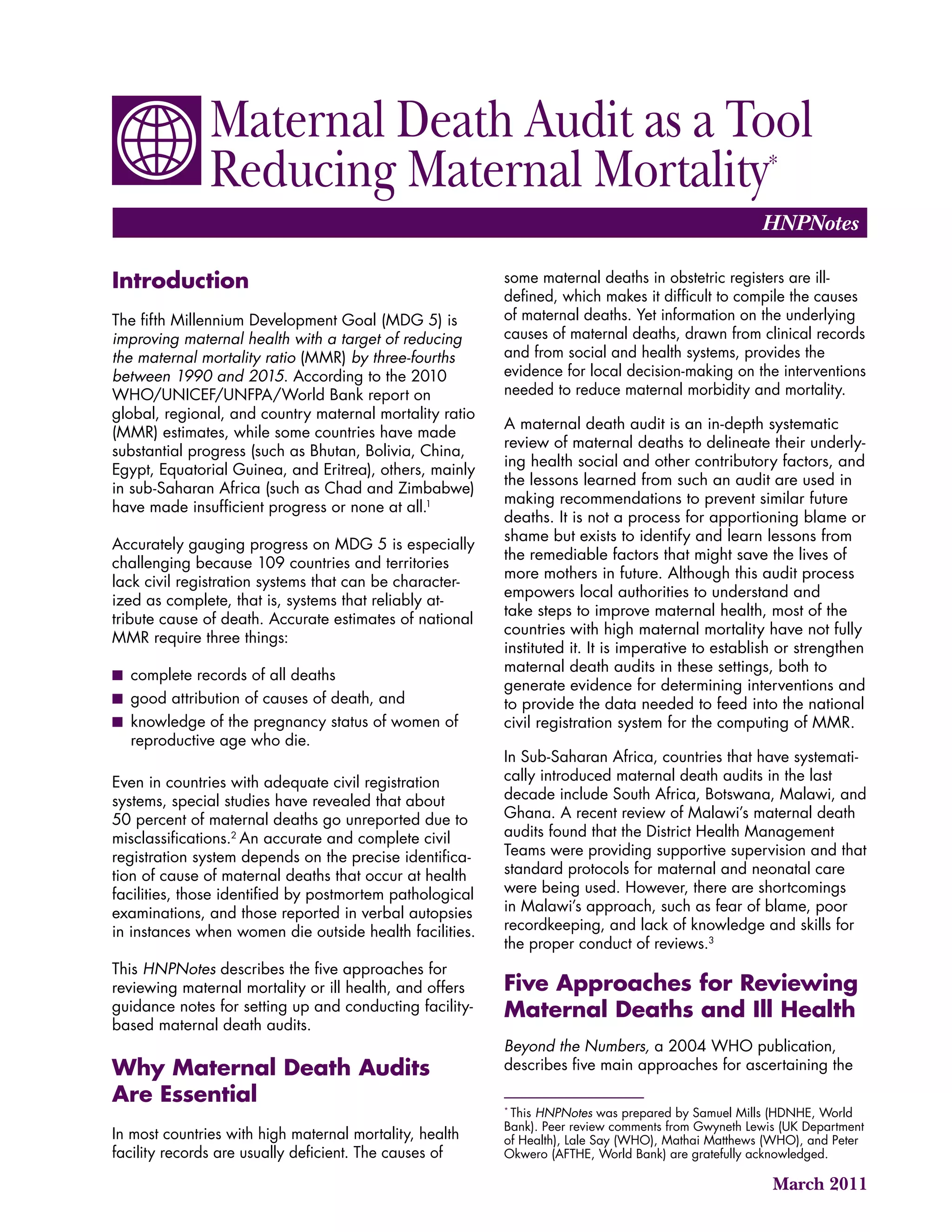 Maternal deathauditmarch22011 | PDF