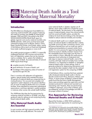 Maternal deathauditmarch22011 | PDF