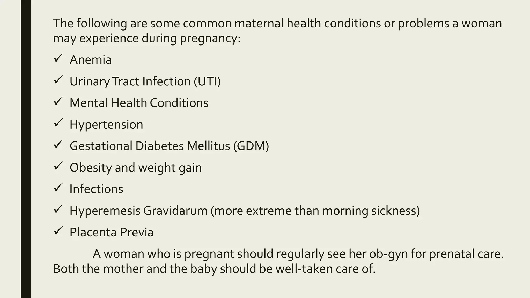 Maternal health concerns | PPTX