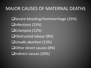 Maternal mortality and safe motherhood | PPTX