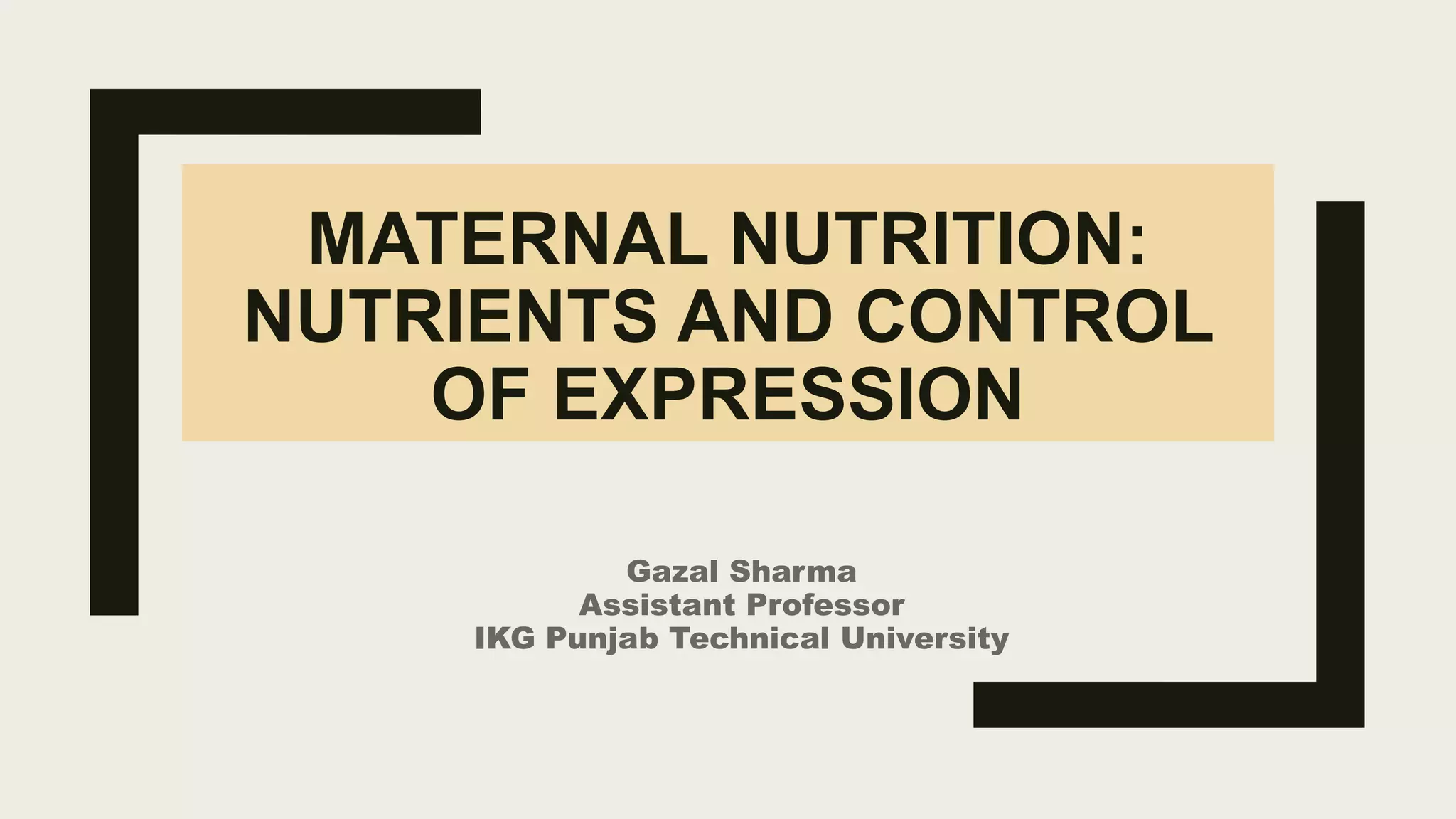 Maternal Nutrition and Epigenetics | PDF