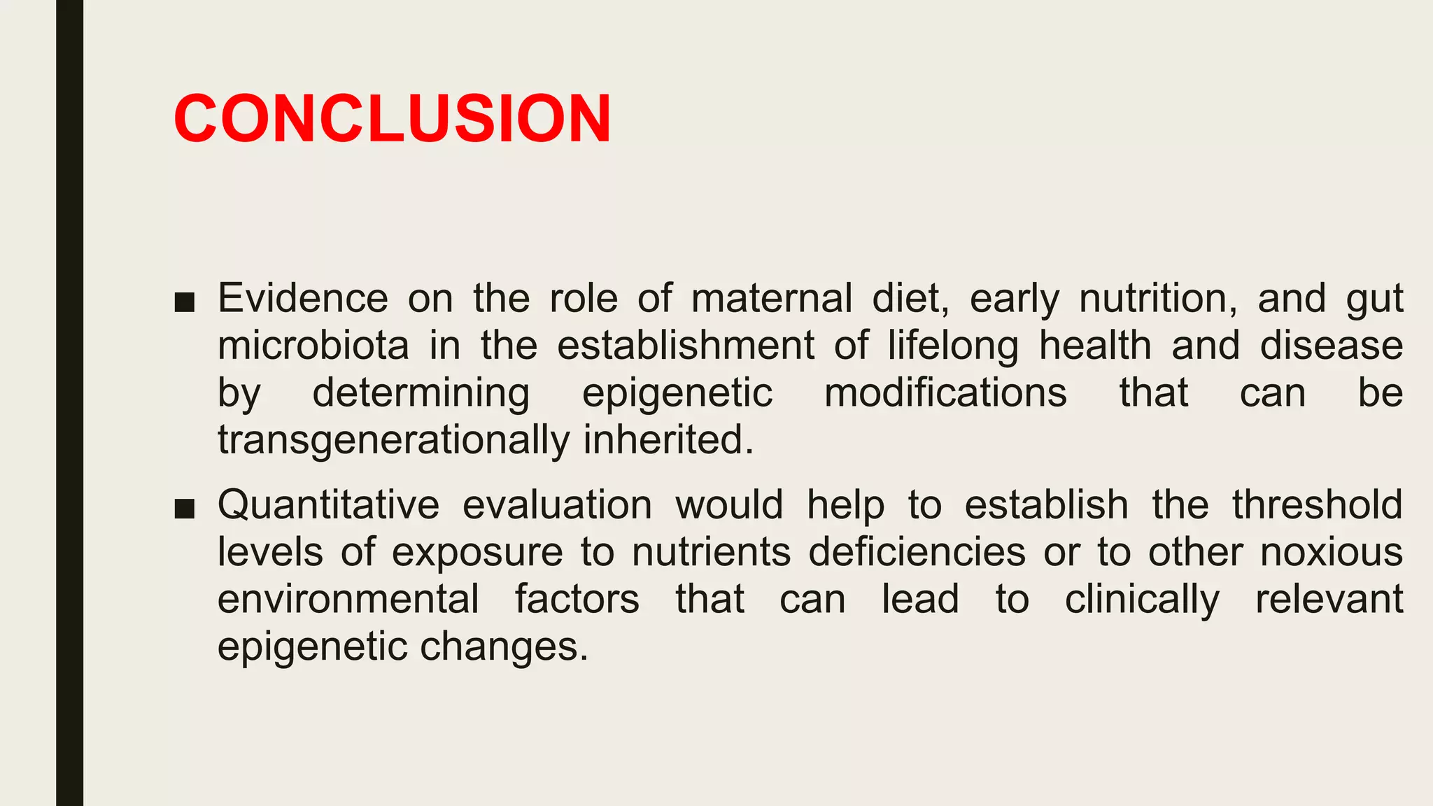 Maternal Nutrition and Epigenetics | PDF