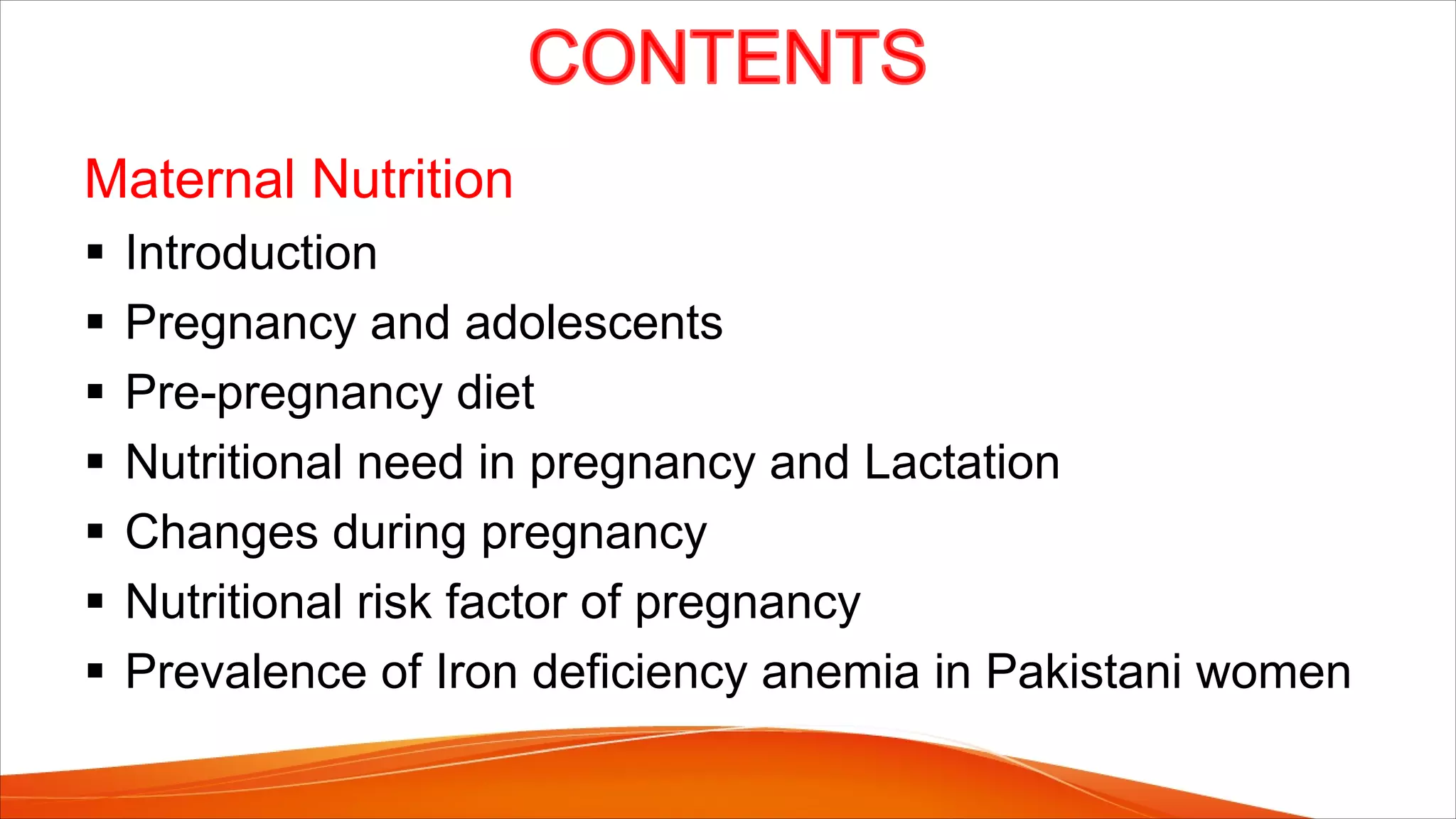 Maternal nutrition slides BY Shan Ali | PDF