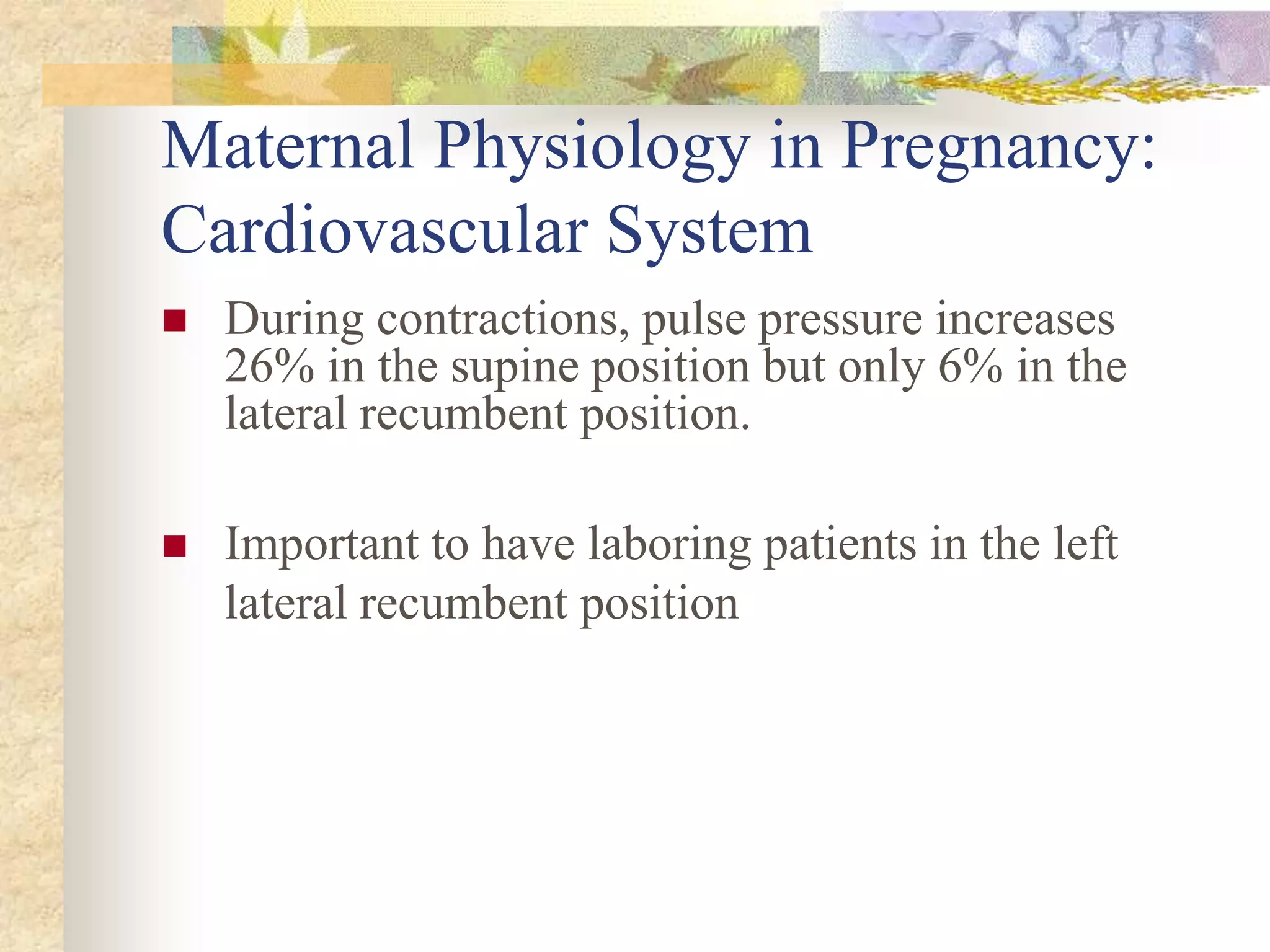 Maternal Physiology in Pregnancy | PPTX