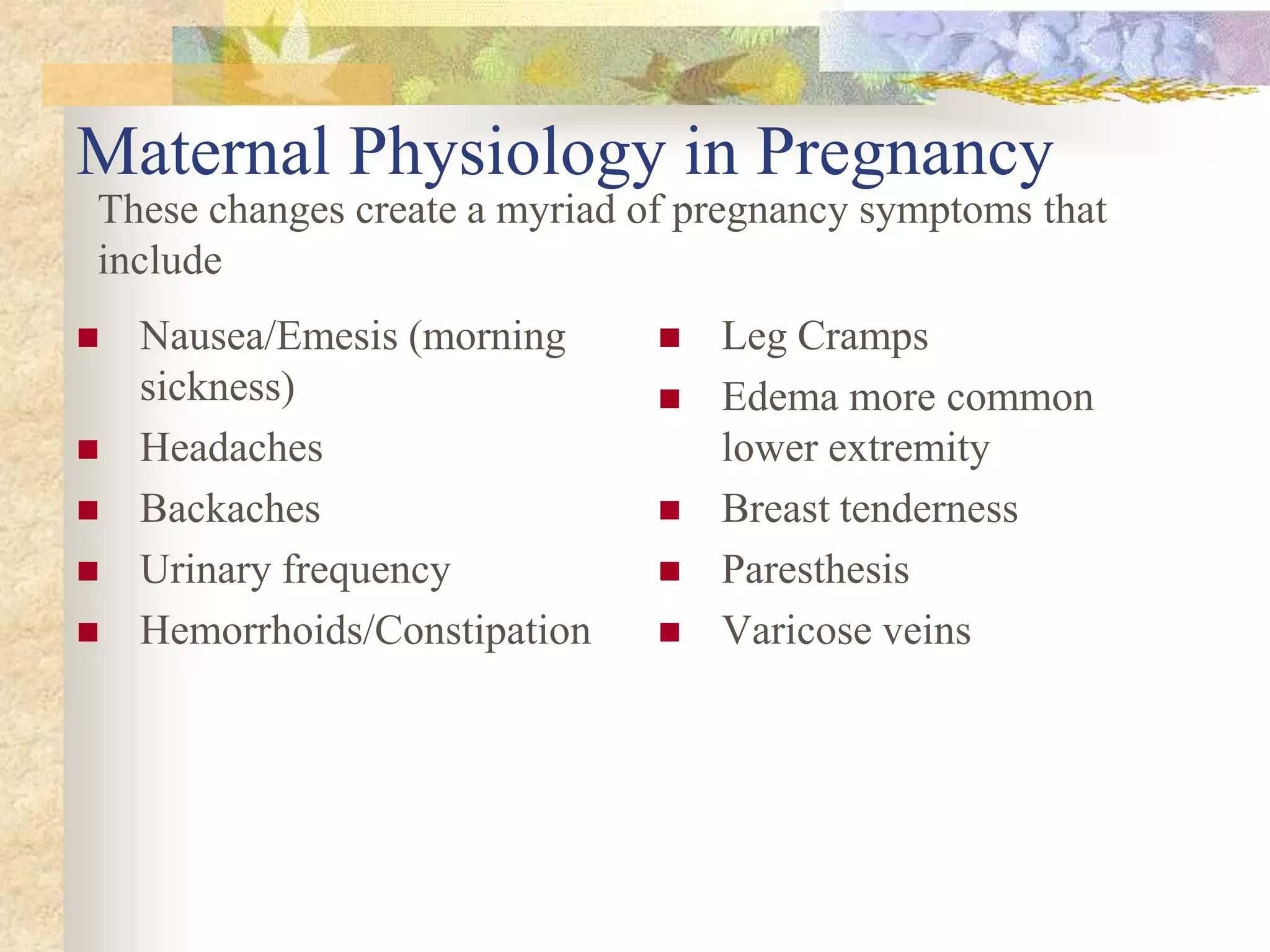 Maternal Physiology in Pregnancy | PPTX