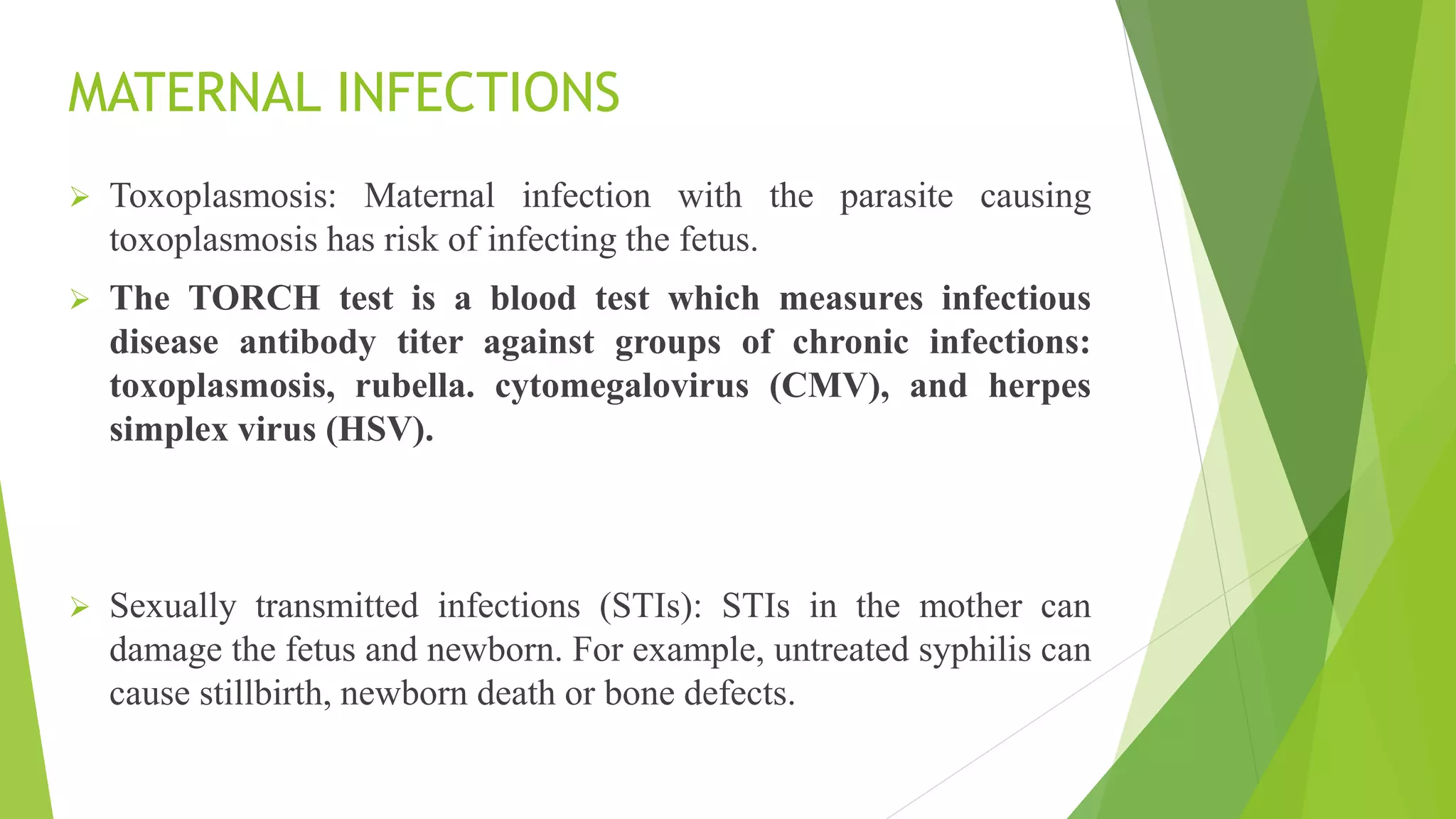 Maternal prenatal and genetic influence on defects and diseases (Unit ...