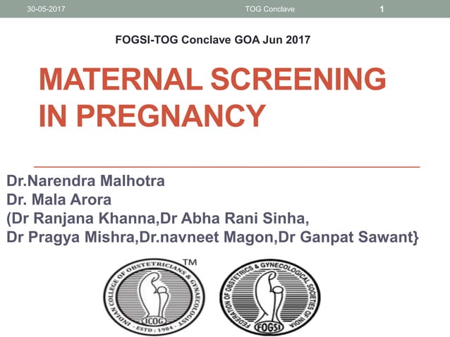 Maternal screening in pregnancy final | PPT