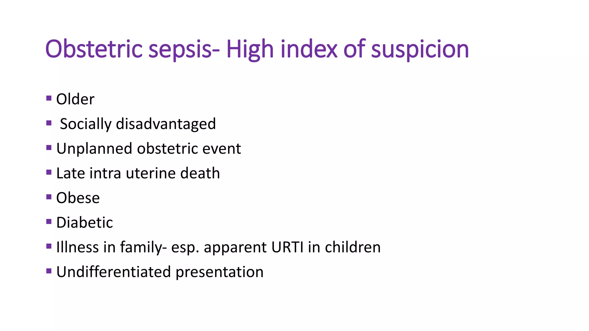 Clinical Features & Diagnosis of Maternal Sepsis | PPTX