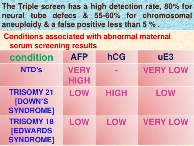 Maternal serum screening