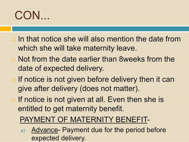 Maternity benefit act | PPT
