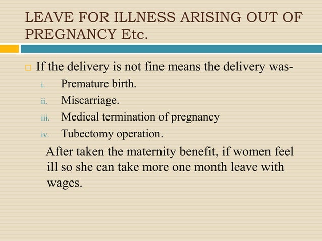 Maternity benefit act | PPTX | Pregnancy | Reproductive Health