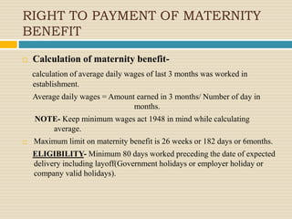 Maternity benefit act | PPTX